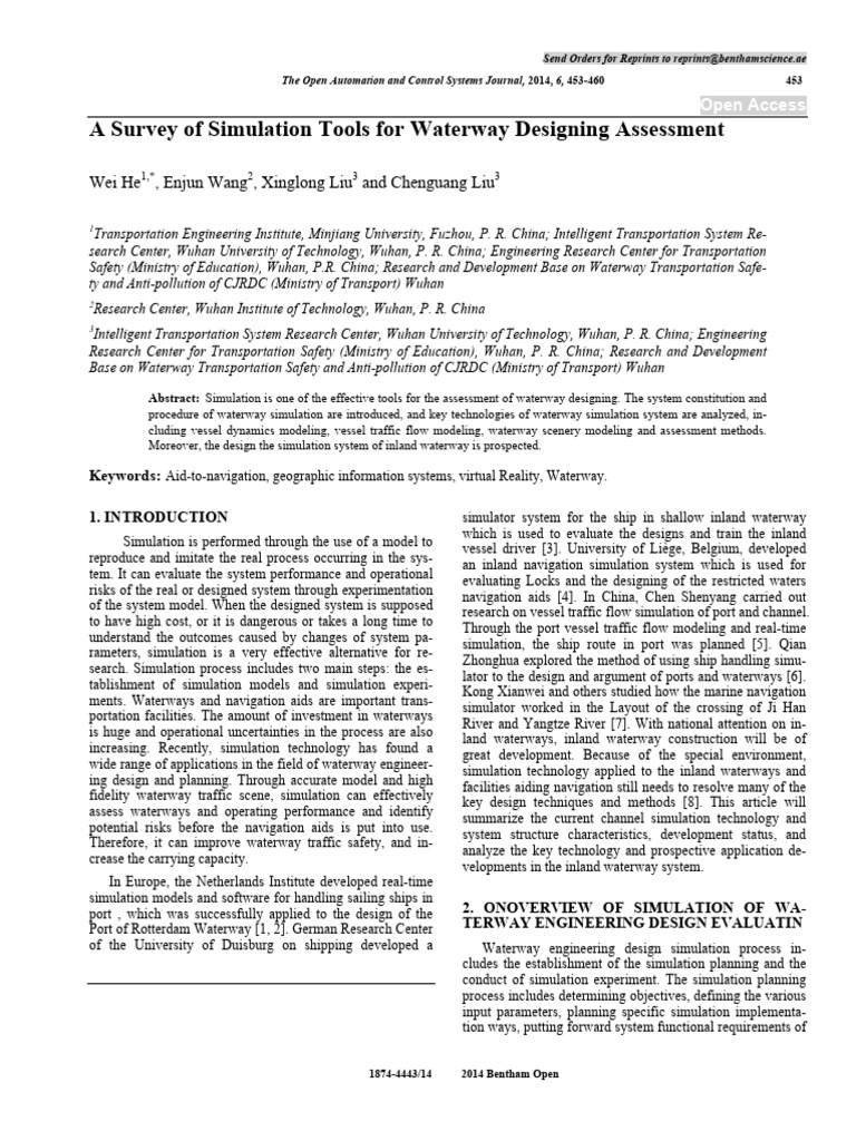 A Survey of Simulation Tools For Waterway Designing Assessment | PDF ...