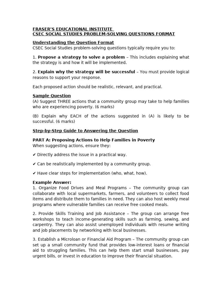 CSEC_Social_Studies_Problem_Solving_Guide[1] | PDF | Poverty | Poverty & Homelessness
