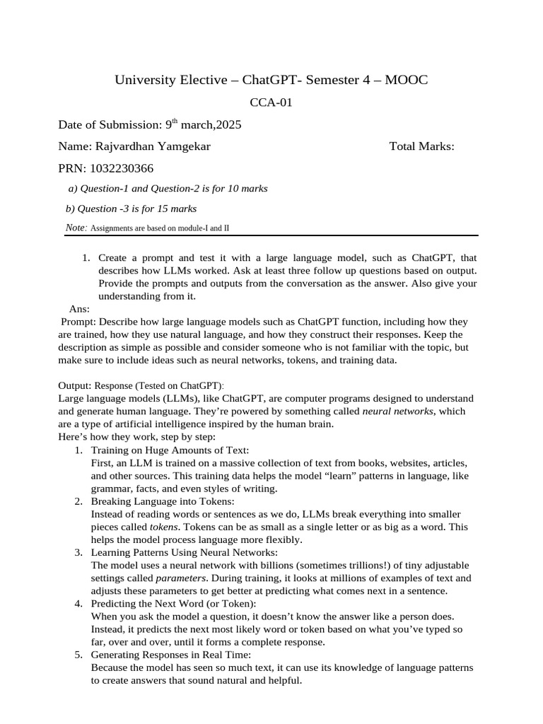 University Elective ChatGPT Assignments | PDF