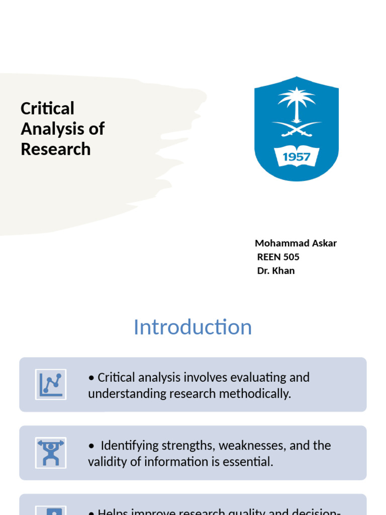 Critical Analysis in Research Methods | PDF