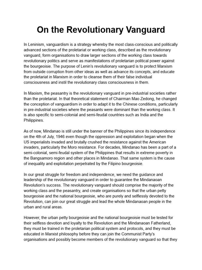 On The Revolutionary Vanguard | PDF | Leninism | Socialism