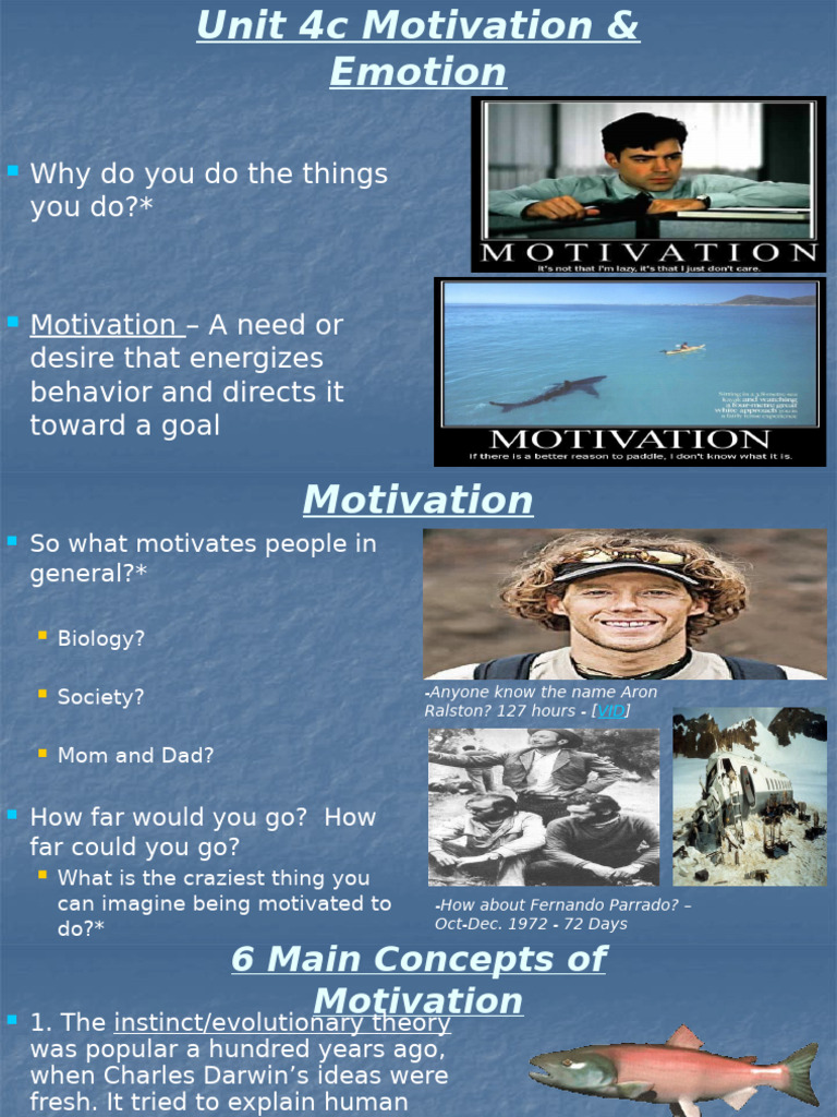 Unit 4c Motivation and Emotion PPT1 | PDF | Motivation | Motivational