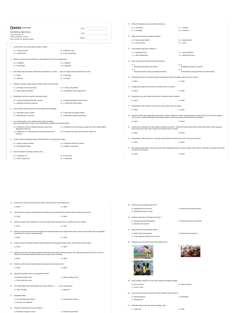 Kuis PKN Kelas 3 Bab 2 Kurmer | PDF