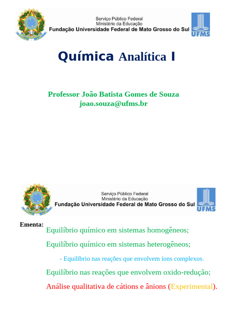 Aula 1 -Equilíbrio Homogeneo 2025 | PDF | Equilíbrio químico | Sistema ...