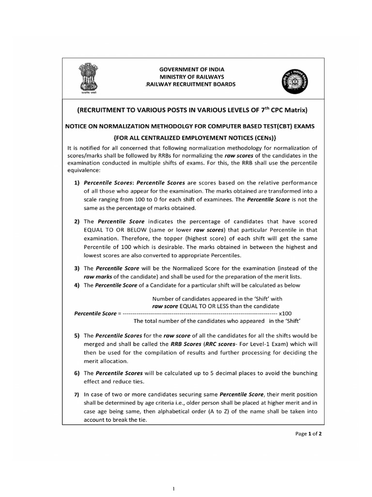 NOTICE FOR NORMALIZATION METHODOLOGY FOR ALL CENs 04 11 2024 | PDF