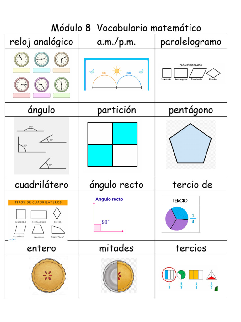 Modulo 8 Vocabulario Matemático | PDF