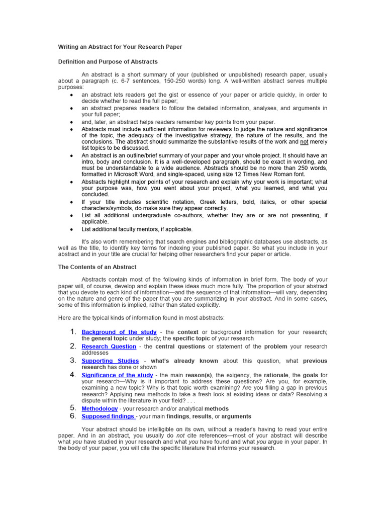 Research Abstract Writing Guide | PDF | Abstract (Summary) | Information