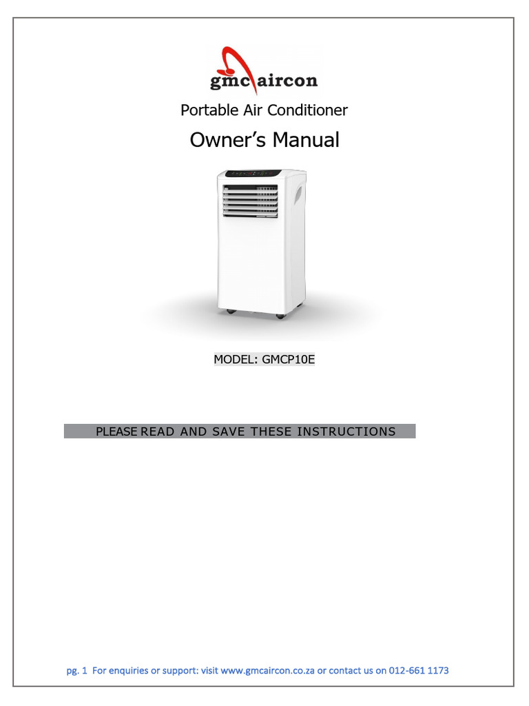 GMCP10E 10000 BTU Portable Aircon User Manual | PDF | Air Conditioning | Wi Fi