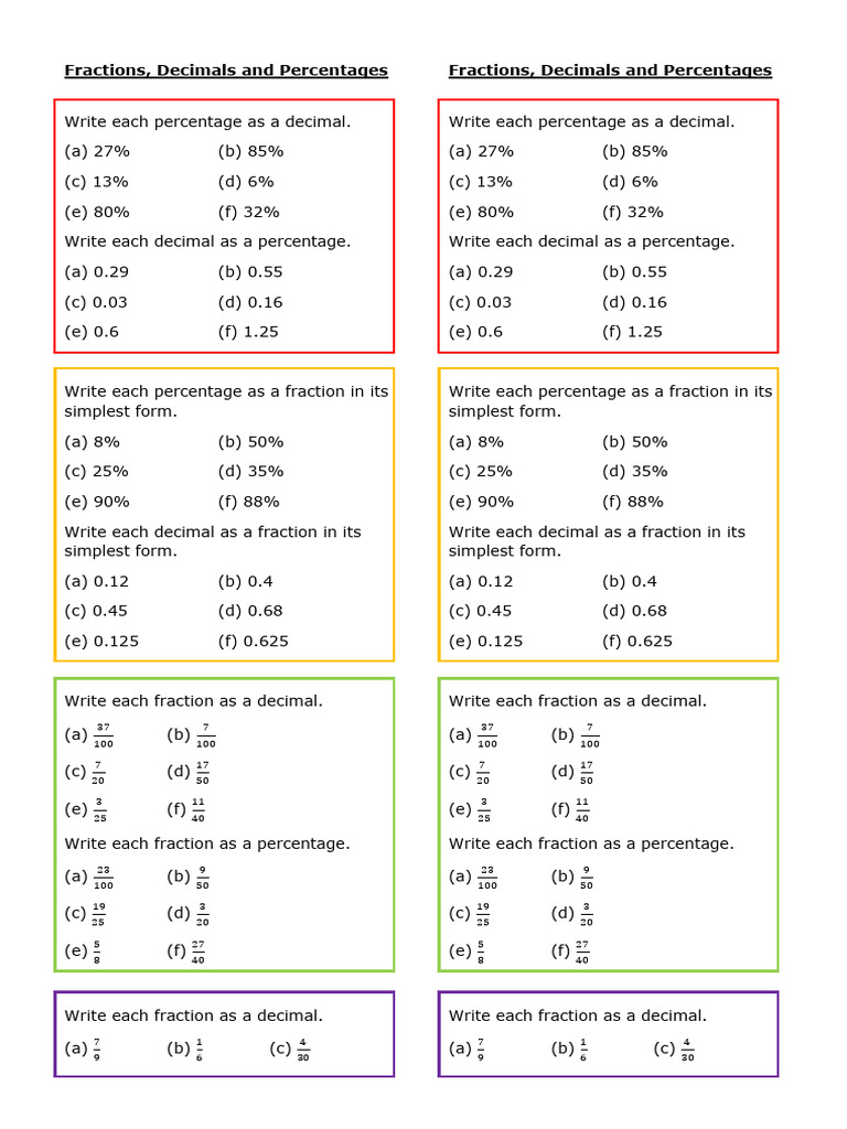 FDP Conversions Practice Strips | PDF | Lexicology | Mathematical Notation