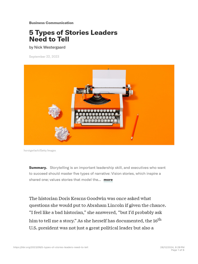 5 Types of Stories Leaders Need To Tell | PDF | Storytelling