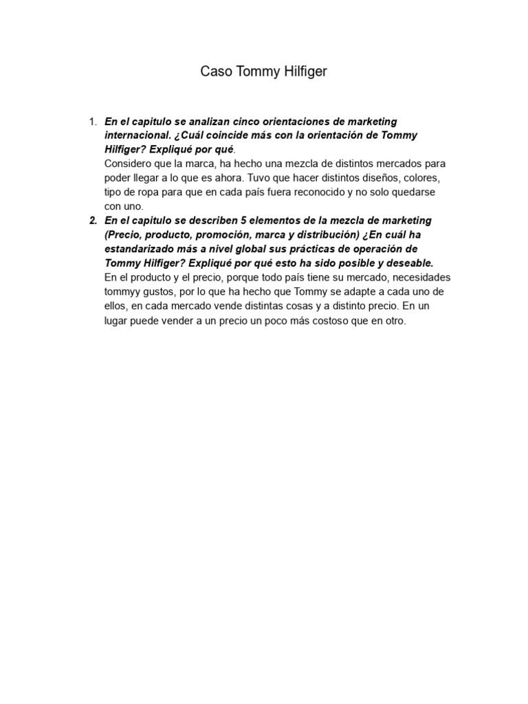 Caso de Estudio Tommy | PDF