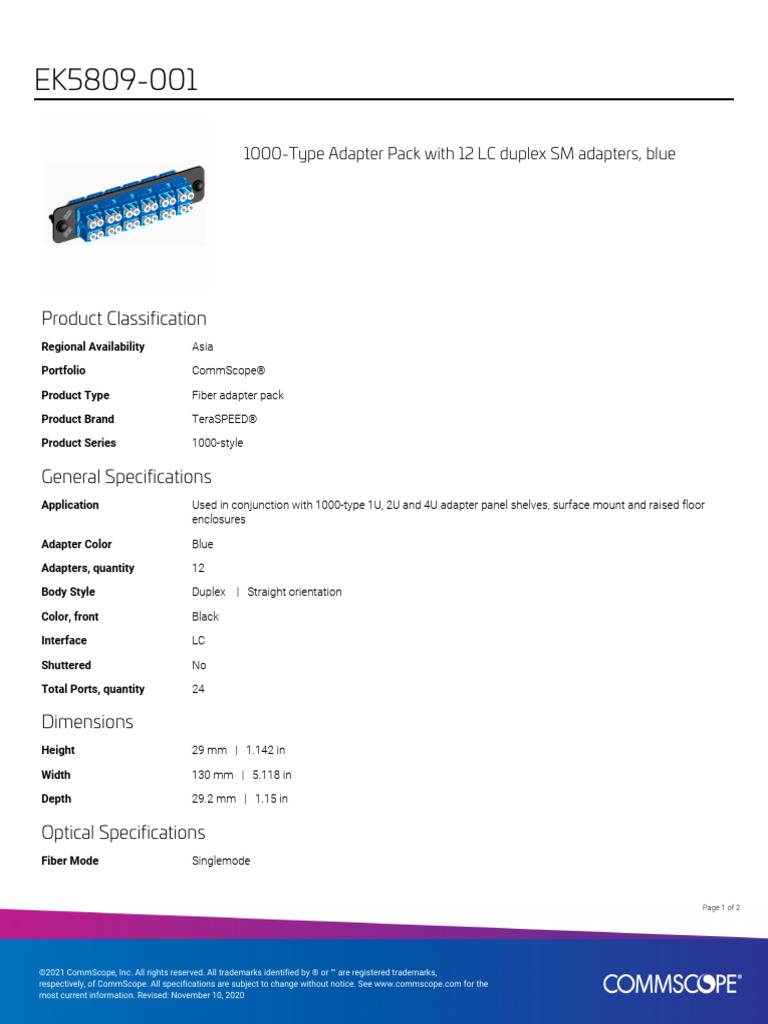 1000-Type LC Duplex Adapter Pack | PDF