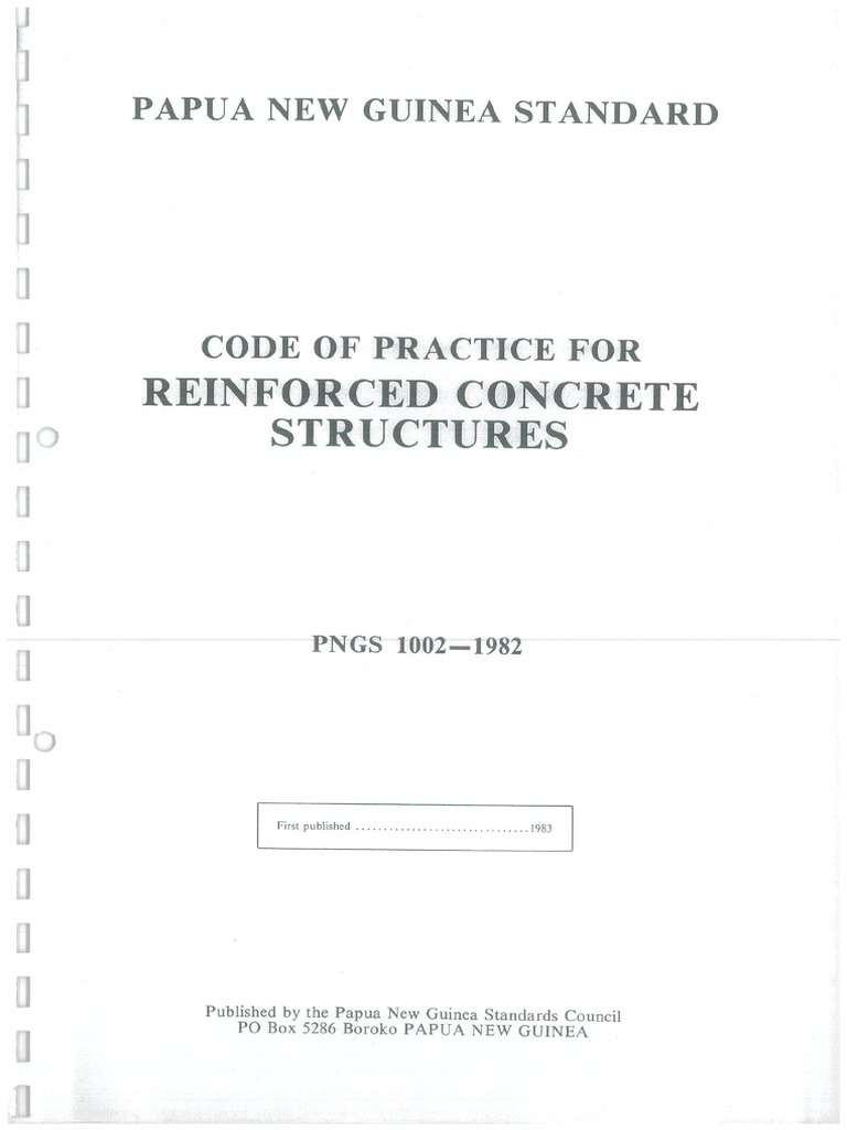 PNGS 1002 - 1982 Standard Code For Reinforced Concrete Structures | PDF