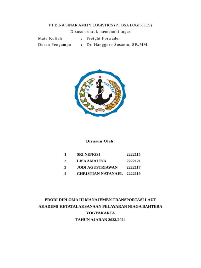 PT Bina Sinar Amity Logistics | PDF