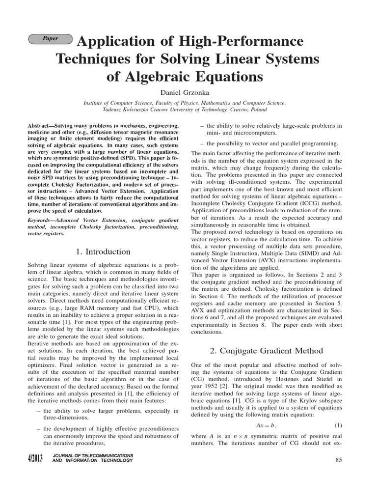 High-Performance Linear System Solvers | PDF | System Of Linear ...