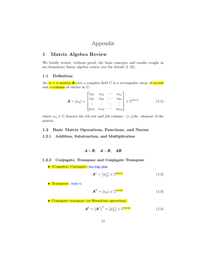 Appendix 1 - Matrix Algebra Review | PDF | Eigenvalues And Eigenvectors ...