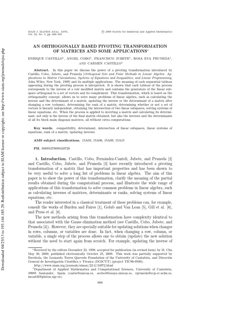 Aplications to Matrix Calculations System Solutions | PDF | Matrix ...