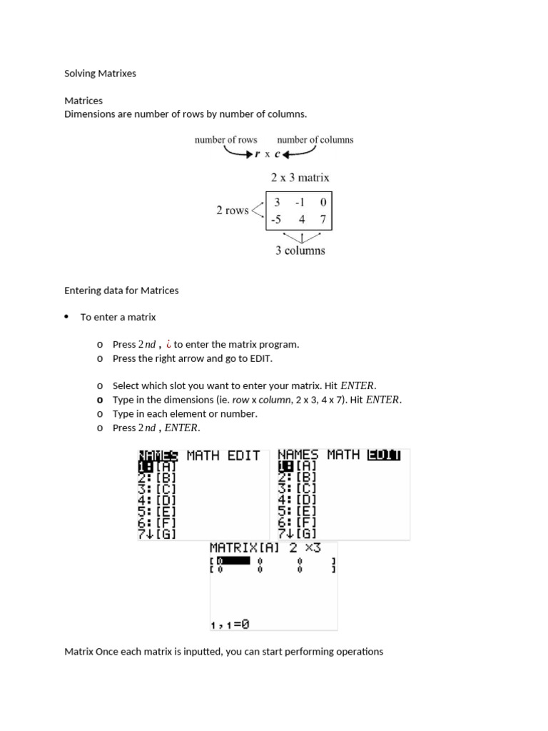 Calculator - Solving Matrices | PDF