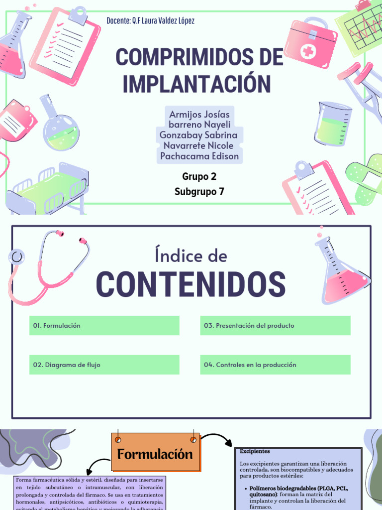 Comprimidos de Implantacion Grupo 7.PDF 2 | PDF | Medicamentos con receta | Tableta (Farmacia)