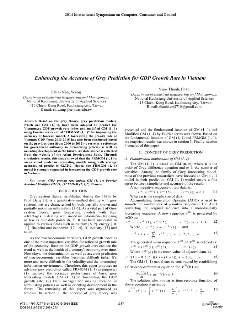 Enhancing the Accurate of Grey Prediction for GDP Growth Rate in Vietnam_ Chia Nan Wang and Van ...