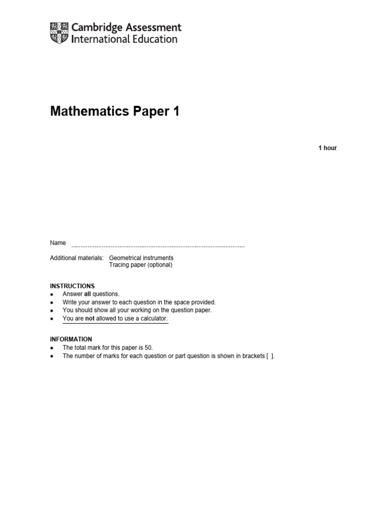 Complete Math Revision Paper | PDF | Length | Rectangle