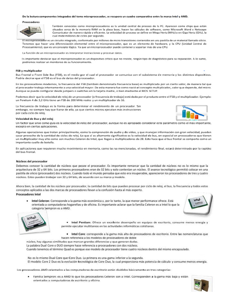 Cuadro Comparativo Procesadores | PDF