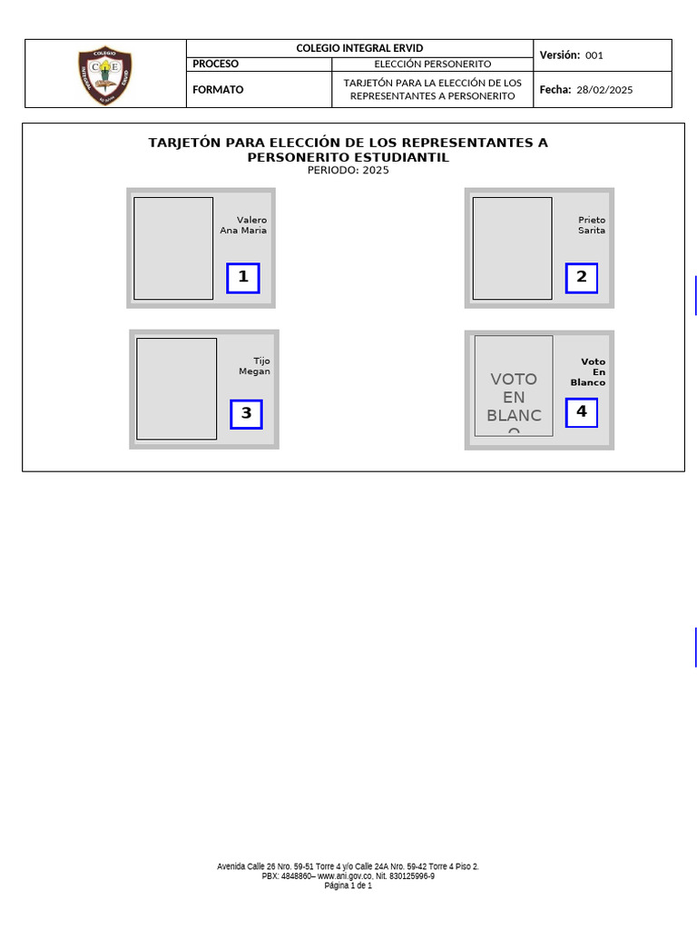 Tarjeton Elecciones | PDF
