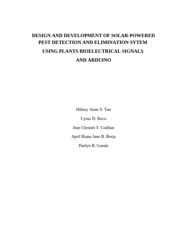 Solar Powered Pest Detection and Elimination System Using Plant ...