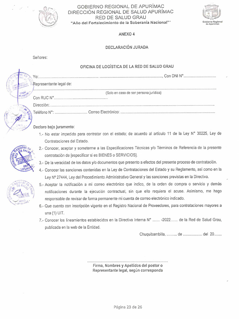 Anexo 4 Declaracion Jurada | PDF