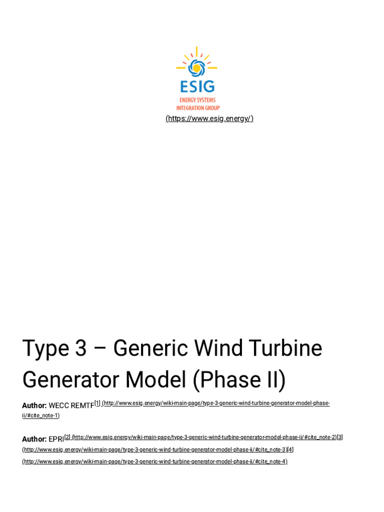 Type 3 - Generic Wind Turbine Generator Model (Phase II) - ESIG | PDF ...
