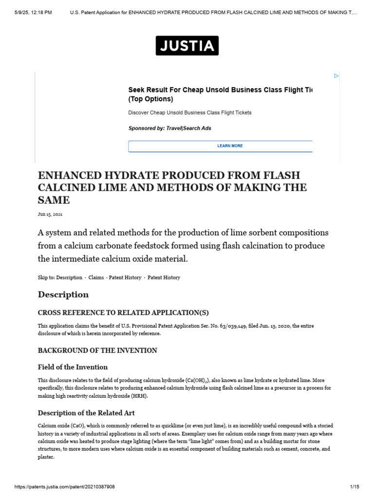 Enhanced Hydrate Produced From Flash Calcined Lime and Methods of ...