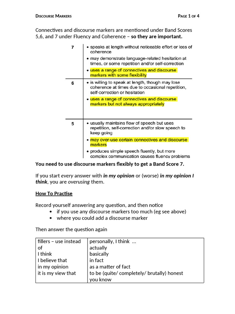 Lesson 6 Discourse Markers | PDF