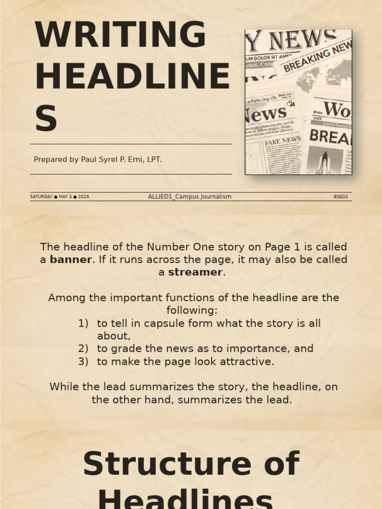 Headline Writing Techniques for Journalism | PDF | Punctuation ...