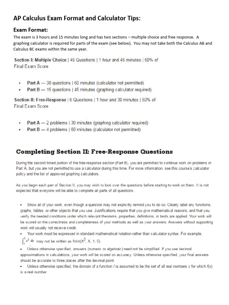 0_ap_calculus_exam_format_and_calculator_tips_2017 | PDF | Calculus ...