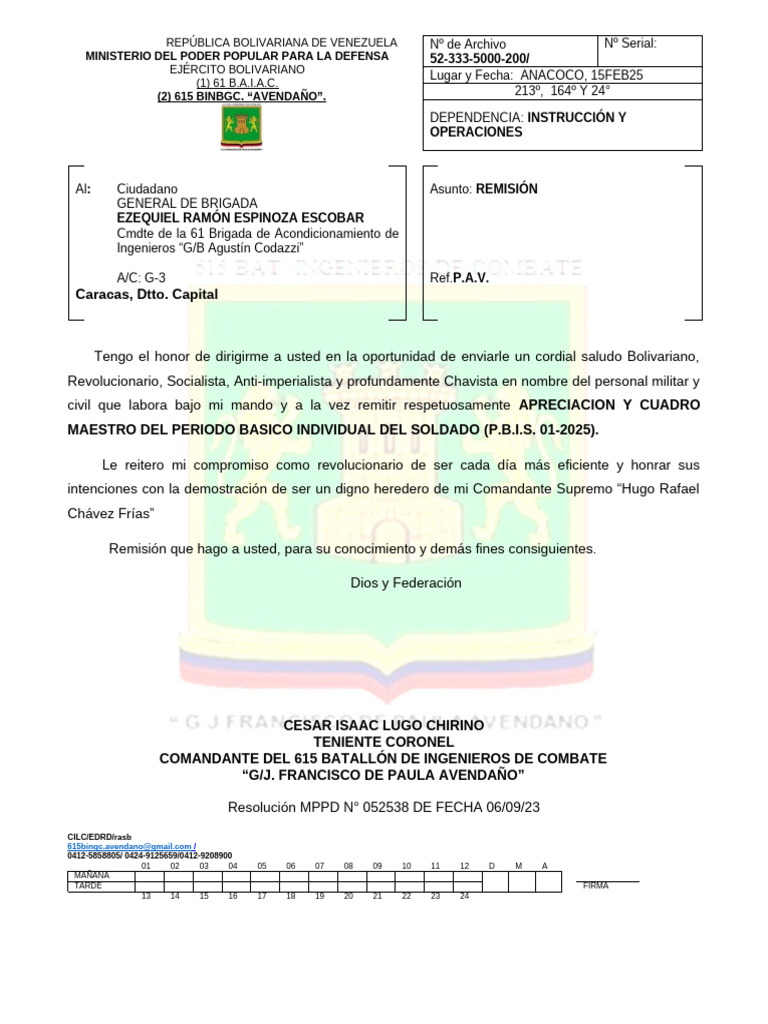 Oficio Pbis-01-2025 | PDF | Militar