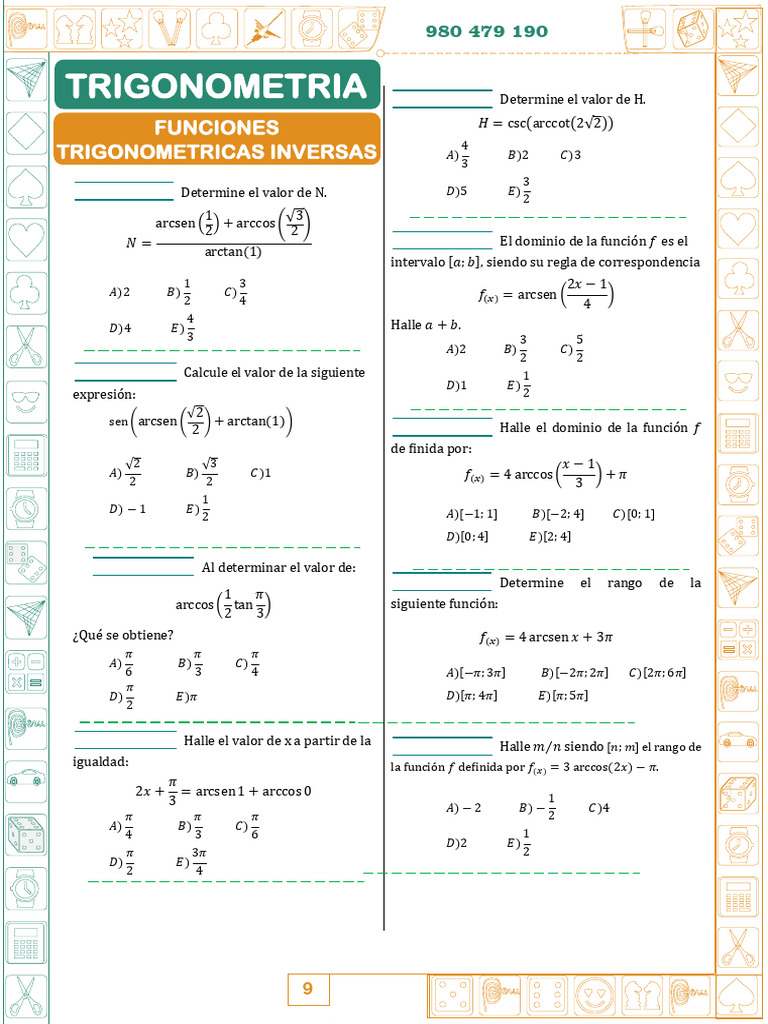 13funciones Trigonometricas Inversas Pdf Análisis Complejo 5985