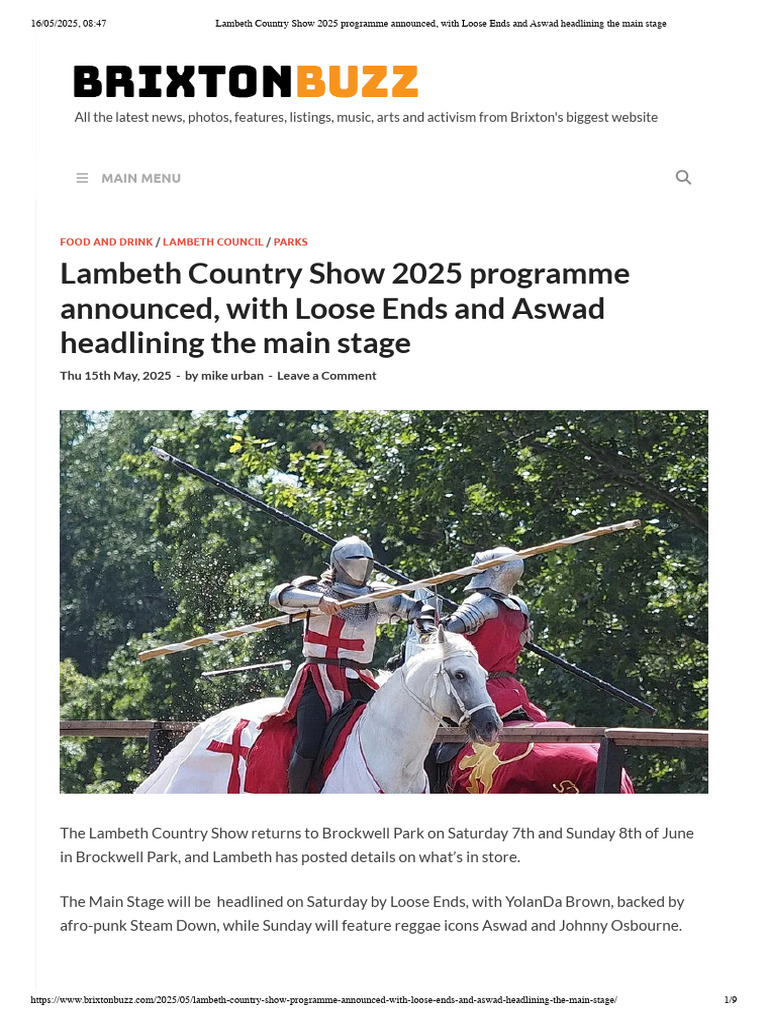 Lambeth Country Show 2025 programme announced, with Loose Ends and ...