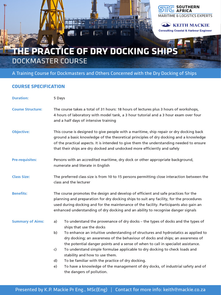 The Practice of Dry Docking Ships Dockmaster Course | PDF | Knowledge ...
