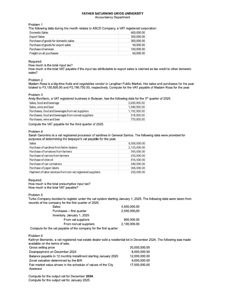 VAT Problems 2 | PDF