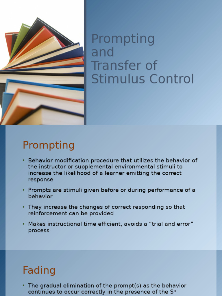 Chapter 10 - Prompting and Transfer of Stimulus Control | PDF ...