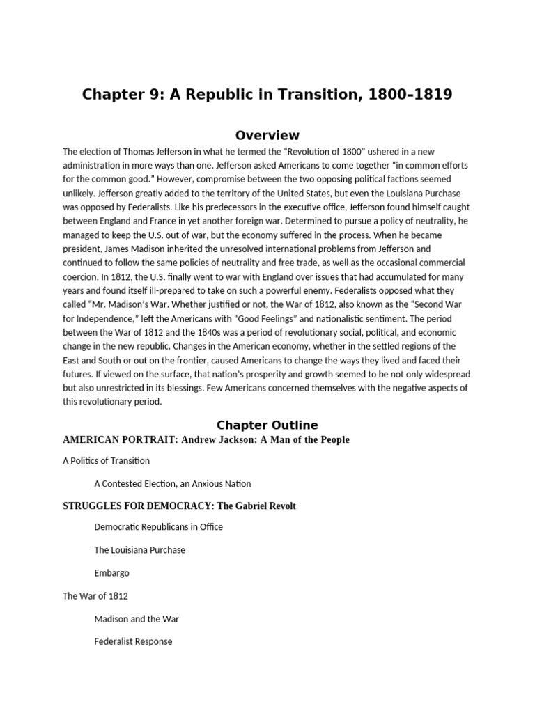 U.S. Republic's Evolution: 1800-1819 | PDF | Thomas Jefferson | James ...