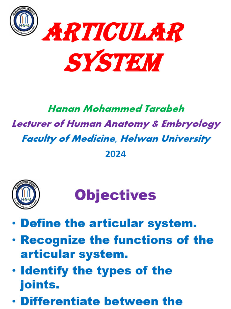 Lecture 4 Articular System | PDF | Joint | Cartilage