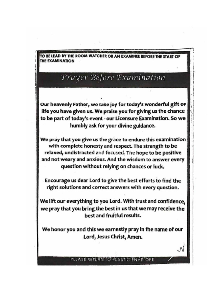 Prayer Before Exam | PDF