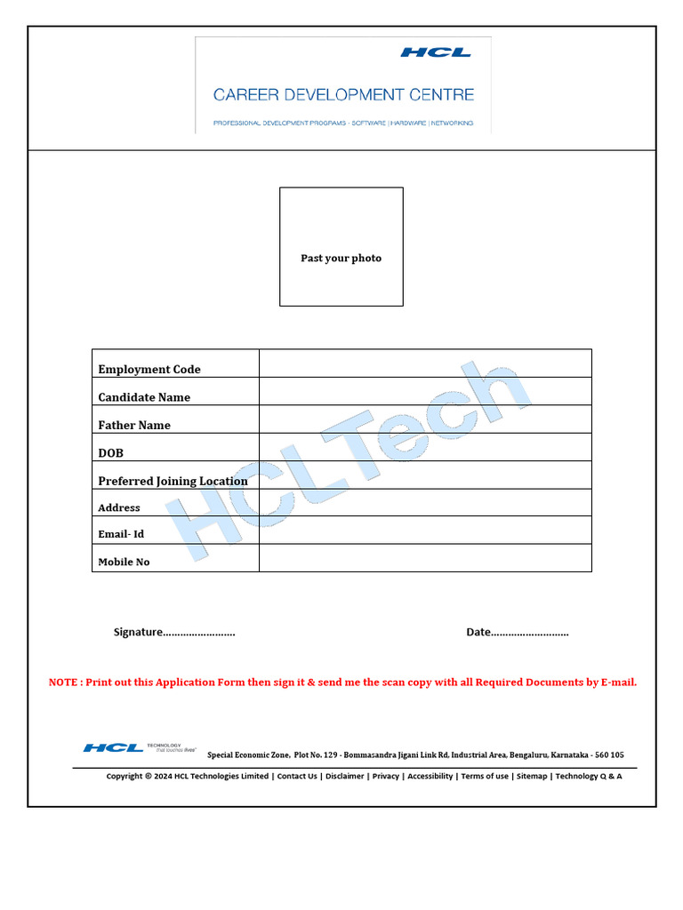 HCL-Technologies-Application-Form-1 (4) (1) | PDF