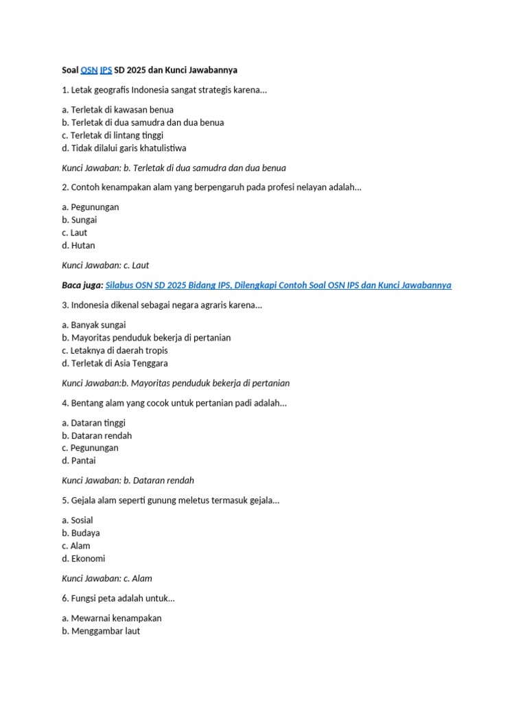 Soal OSN IPS SD | PDF