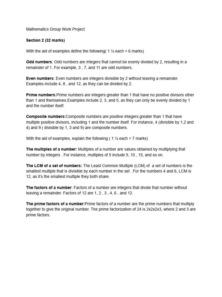 Mathematics Group Work Project-Romelia | PDF