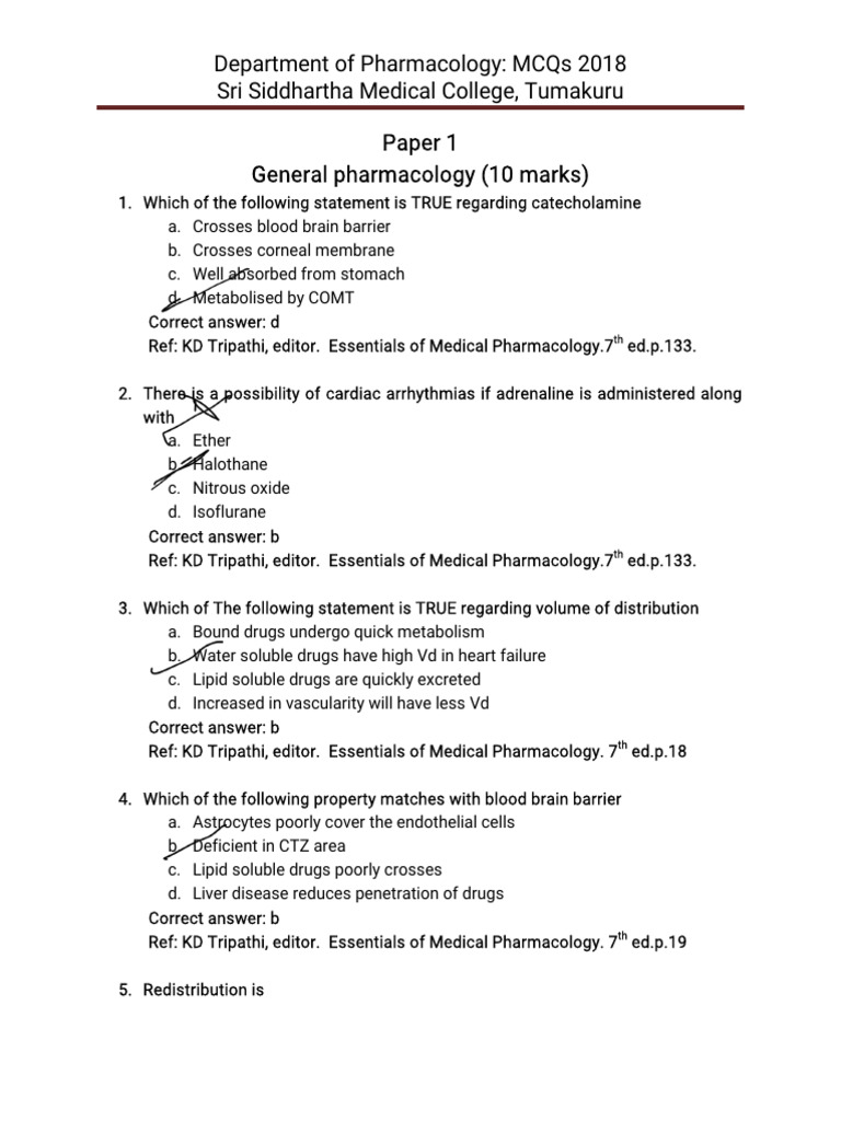 Pharmacology MCQ 2018 | PDF