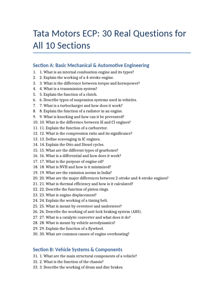 Tata Motors ECP 30 Real Questions All Sections | PDF | Internal ...