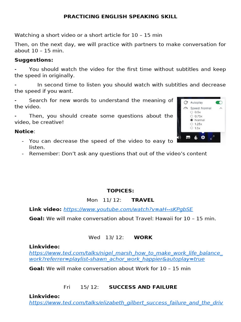 Practicing English Speaking Skill | PDF