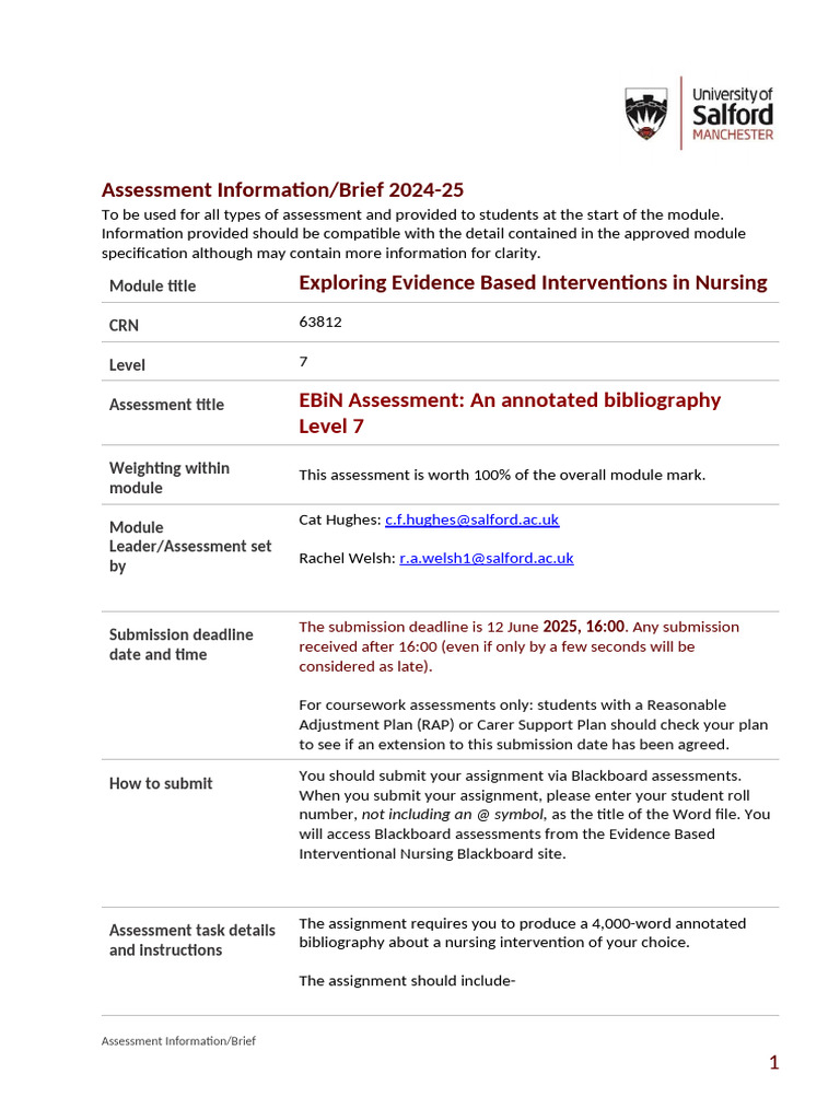Assessment_Brief_Form_ EEBiN J25 MA - Tagged (1) | PDF | Evidence Based ...